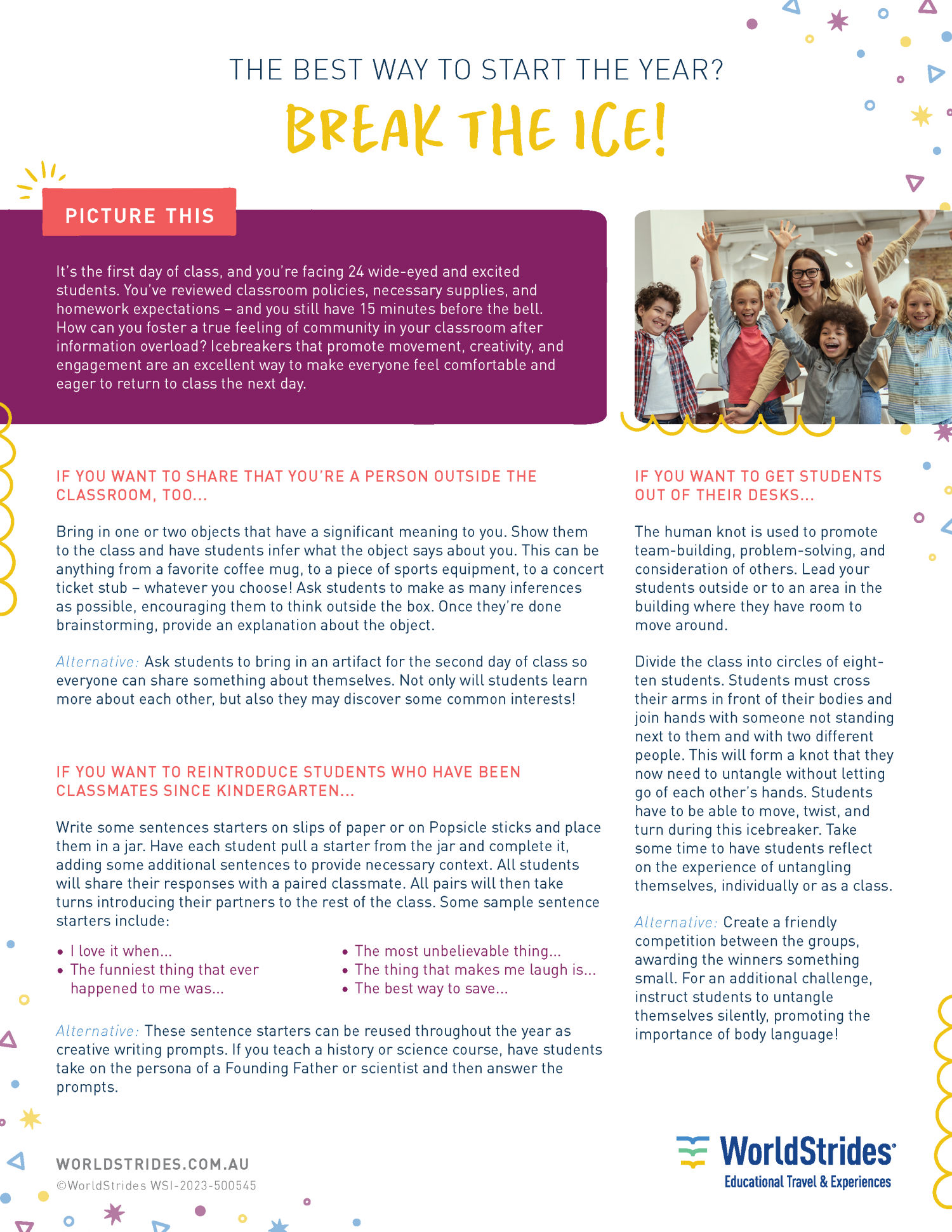 Back-To-School Ice Breakers - WorldStrides Australia